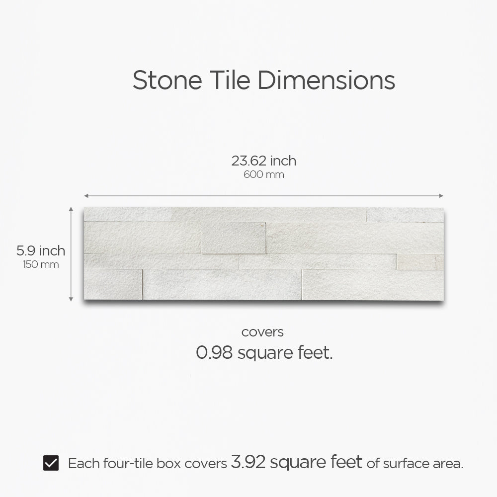 White Stone Tile - Stone Peel and Stick Backsplash 3D Peel and Stick ...