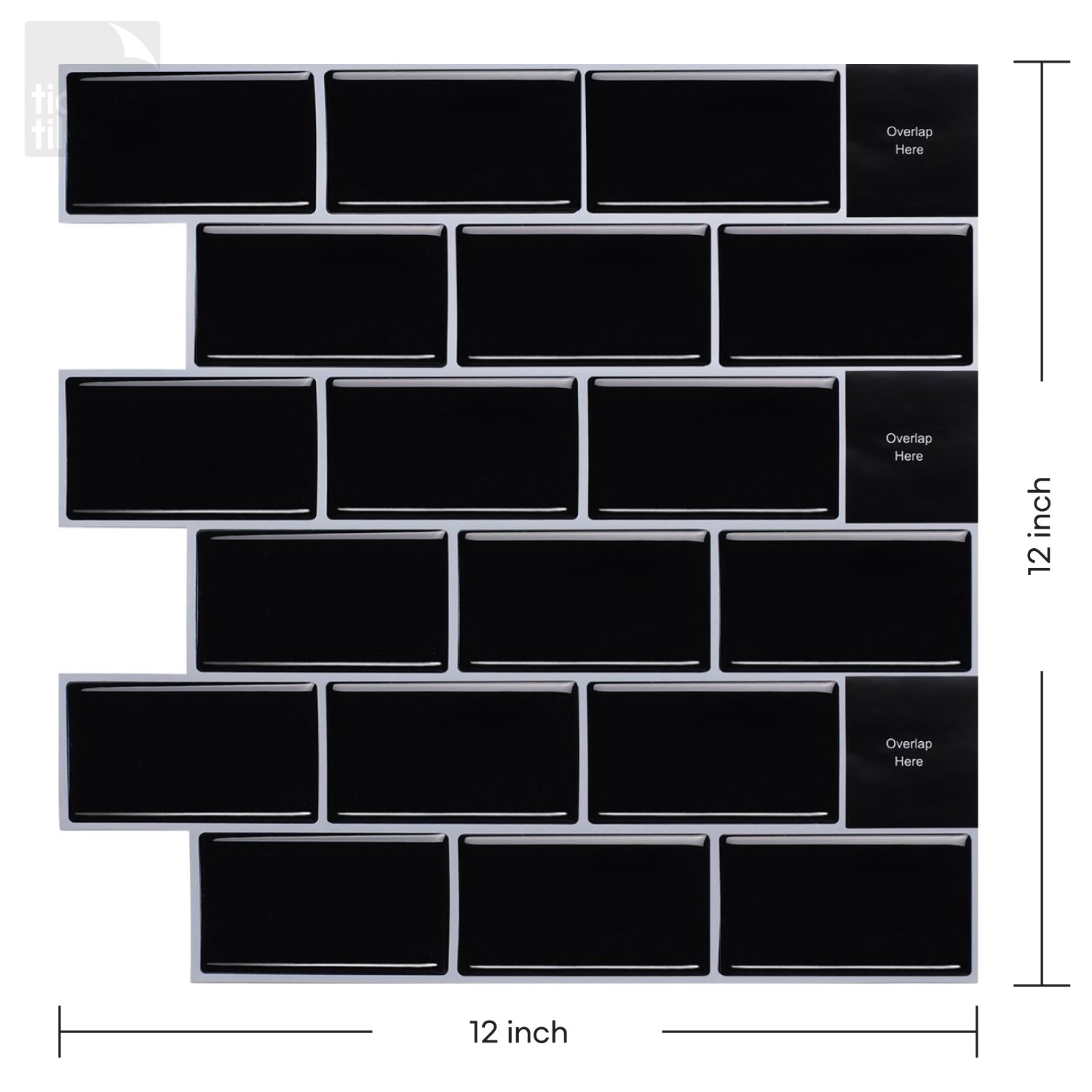 Peel and Stick Subway Tile Backsplash Subway Black 12" x 12" – Tic Tac ...