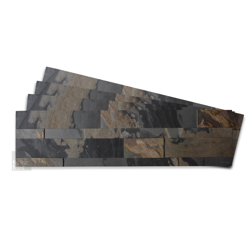 Rustic Gray Stone Tile - Real Stone Veneer Peel and Stick Backsplash ...